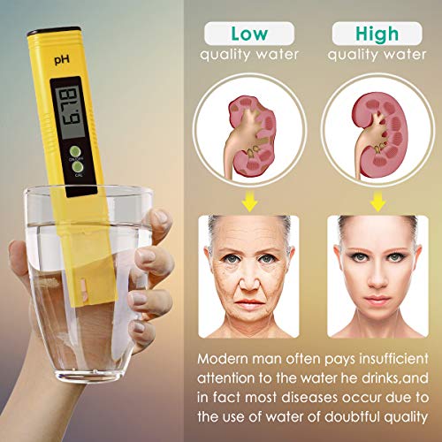 Digital PH Meter, PH Meter 0.01 PH High Accuracy Water Quality Tester with 0-14 PH Measurement Range for Household Drinking, Pool and Aquarium Water PH Tester Design with ATC