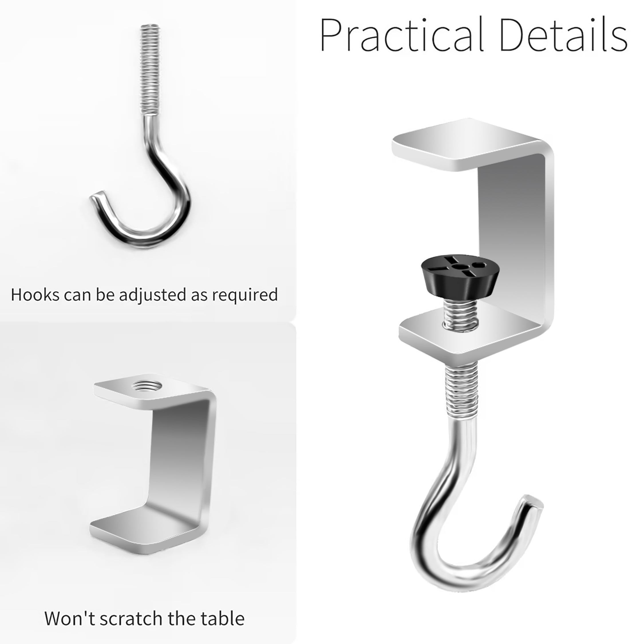 Desk Mount Bag Holder Hook Clamp,On Backpack Hanger Portable Desk Mount Headphones Holder for Reduce Desk Clutter Table Desk Table Hanging Storage.