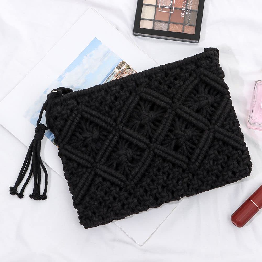 Cofordos Retro Bohemian Tassel Straw Purse Straw Beach Bag Crochet Purses Crossbody Handbag Woven Bag(white)