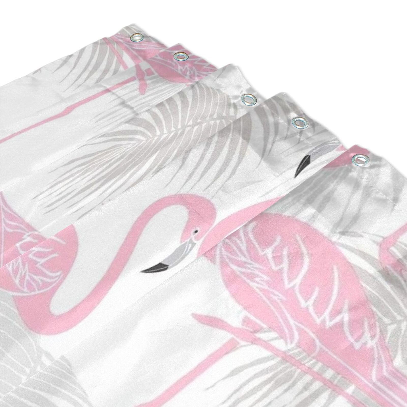 BLuevi Pink Flamingo Shower Curtain for Bathroom Waterproof Fabric with Hooks 72x72 Inch