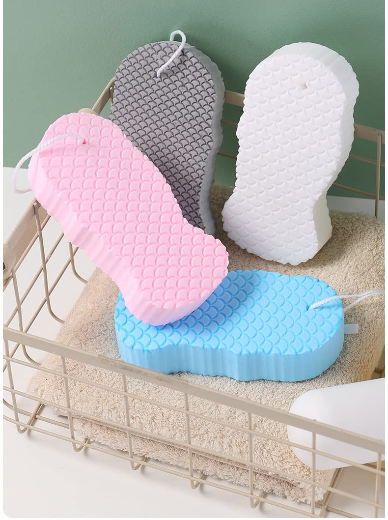 BZG 2Pack exfoliating Bath sponges for Shower for Women,Shower Sponge, Pink Grey 2 Count (Pack of 1)