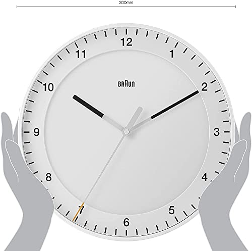 Braun Classic Mixed Analogue Wall Clock Home Gift Bundle with Silent Sweep Movement, Easy to Read, 30cm Diameter in Black + White, Model BC17B, BC17W (2 Pack)