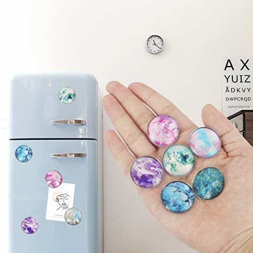 FYY Refrigerator Magnets,12 Pieces Fridge Magnets-Beautiful Glass Marble Refrigerator Magnet Fridge Sticker Fridge Decoration for Office Whiteboard,Cabinet,Dishwasher,Cabinet