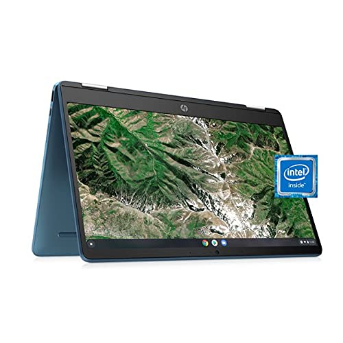 HP 14 Laptop, 14-inch X360 Chromebook Convertible 2-in-1 Touch Screen HD Laptop, Intel Celeron N4020 Processor, 4GB RAM, 64GB eMMC, 802.11ac, Bluetooth, Chrome OS, W/Silmarils Travel Accessories