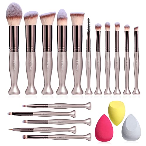 BS-MALL Makeup Brushes Stand Up Premium Synthetic Foundation Powder Concealers Eye Shadows (16champange)