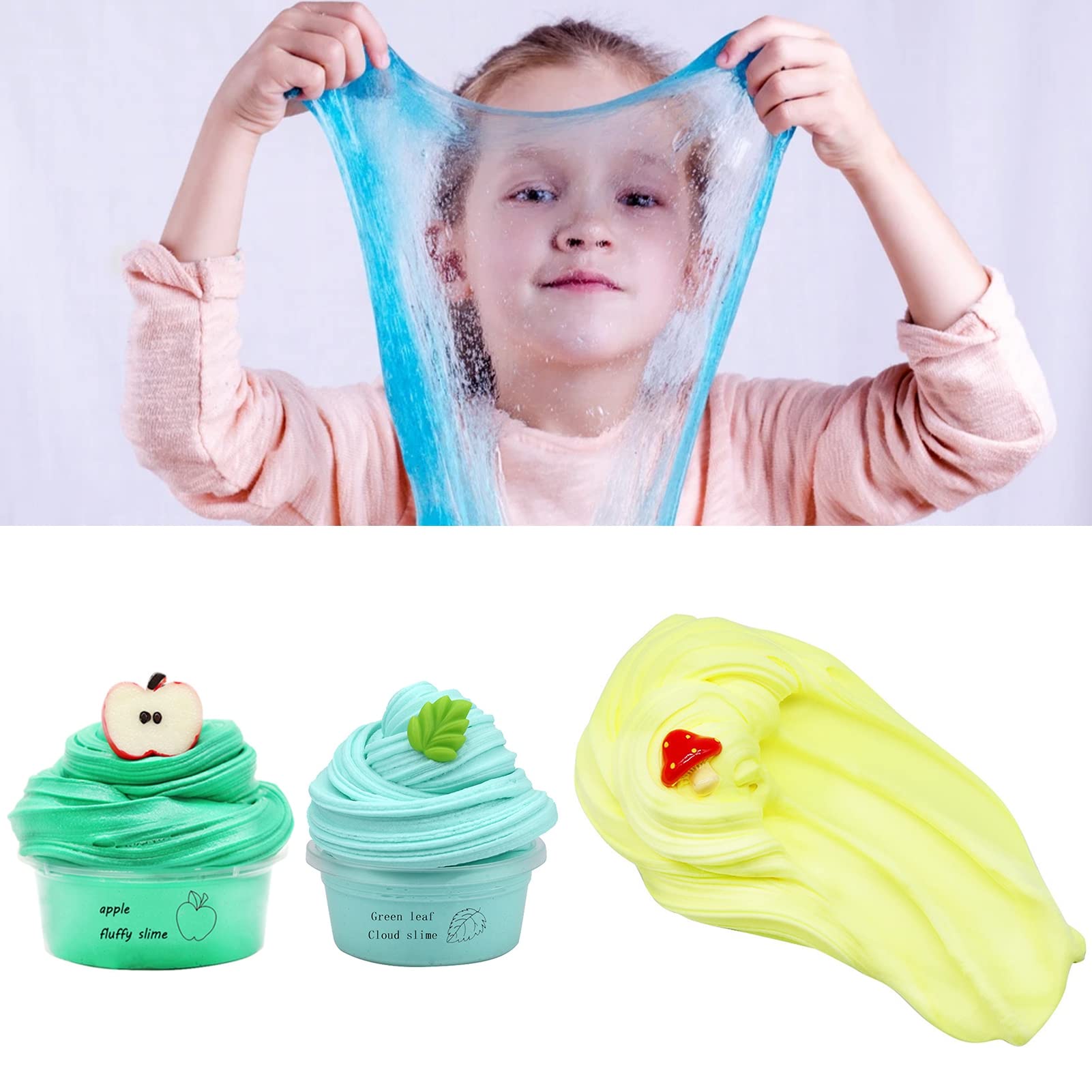 Butter Slime Kit, 1 Pack 60ml Slime Sludge Toy with Charm Fruits Scented Stress Relief Sensory Toy B Slime