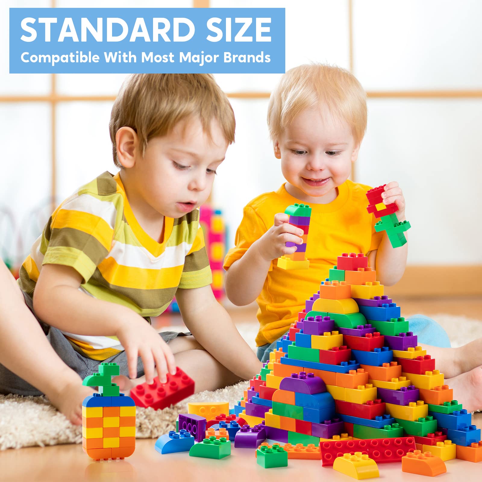 JOYIN 180 Pcs Kids Building Blocks Kit, Toddler Basic Blocks Set, Large Giant Big Classic Regular Bricks Toys Game for Preschool Ages 2-5 Years Old Boys Girls Christmas Birthday Gift