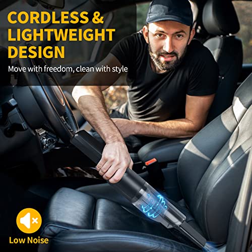 EZZARO Handheld Vacuum Cordless,Black Car Vacuum Cleaner,Wet Dry Hand Held Vacuum Cordless for Clean Desktop, Car Interior, Sofa, Corner and Other Crevices.(9000 PA)