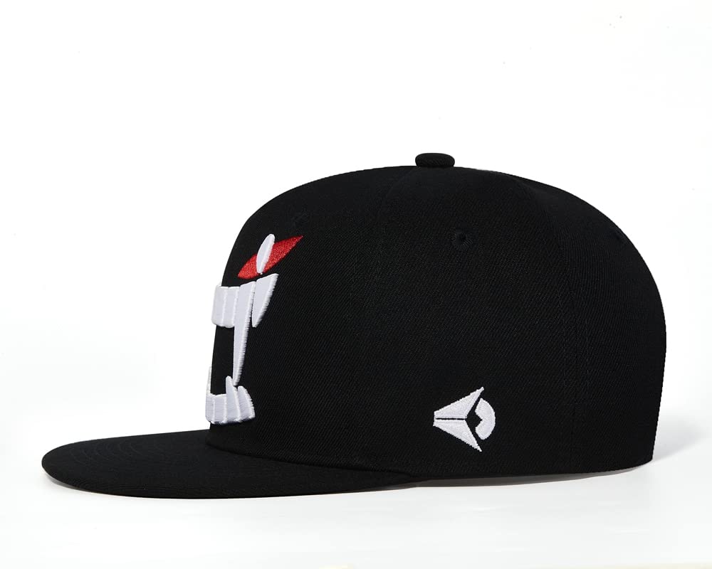 Quanhaigou Men's Black Snapback,Big Teeth Adjustable Baseball Hat 3D Embroidery Cartoon Caps