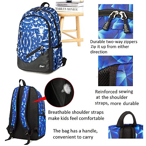 ETAISHOW Football-Print Backpack for Boys Elementary Middle School Soccer Backpack for Kids Bookbag for Teens