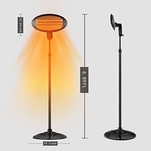 DONYER POWER retractable Electric quartz Heater with Protection System Waterproof,Outdoor/Indoor 1500W,Garden Patio, Easy Assembly