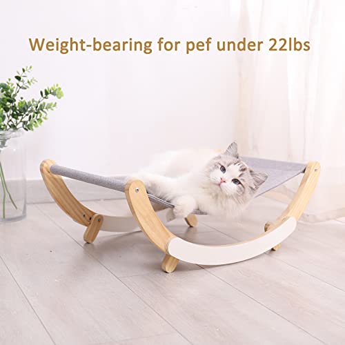 LCRUNONE Cat Hammock, Pet Bed, Solid Wood Fancy Swing Chair, 2 in 1 Chair and Hammocks, Cat Furniture Gift for Your Small to Medium Size Cat and Dog