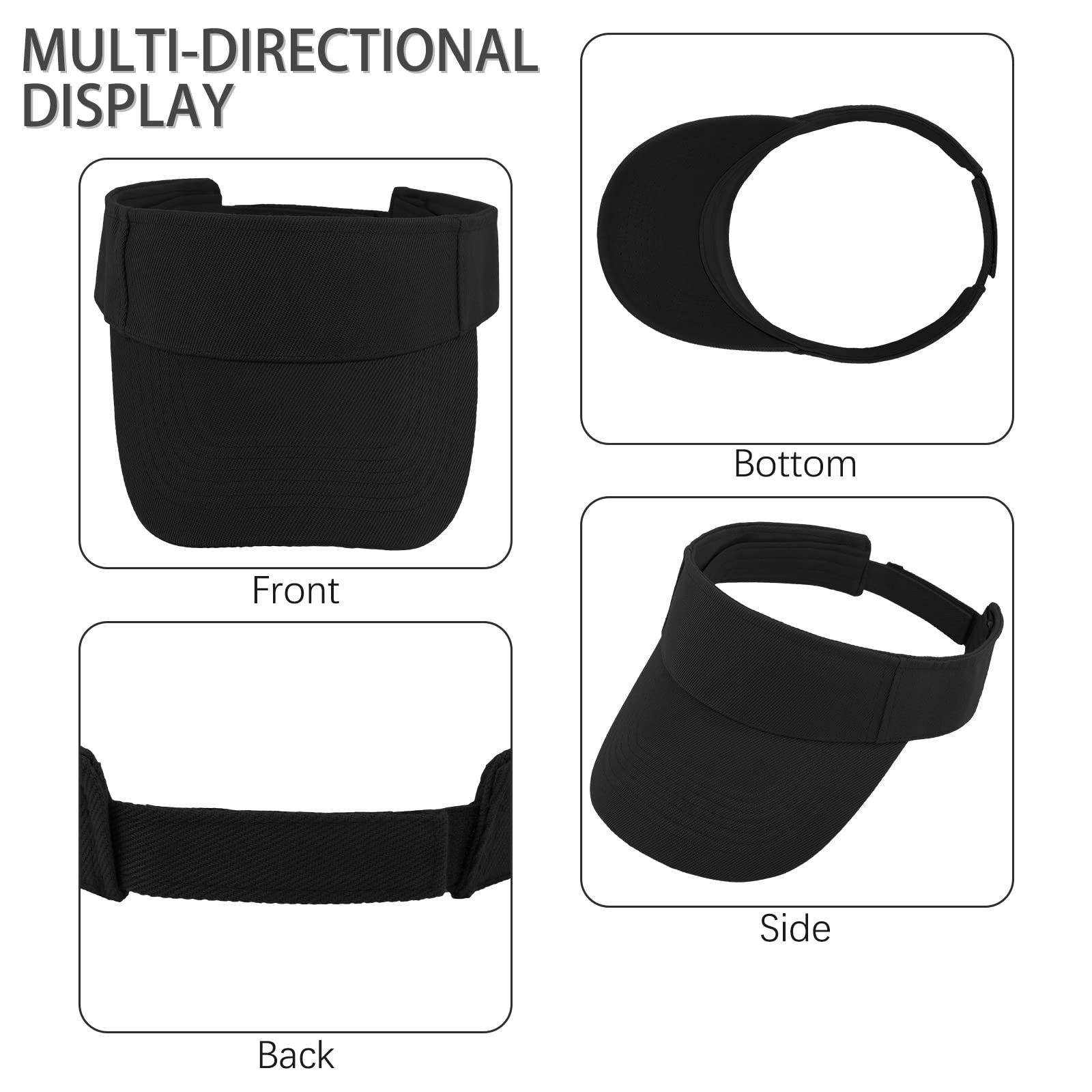 Cooraby 12 Pack Visor Cap Sun Protection Sports Visor Hats Summer Adjustable Wide Brim for Men and Women