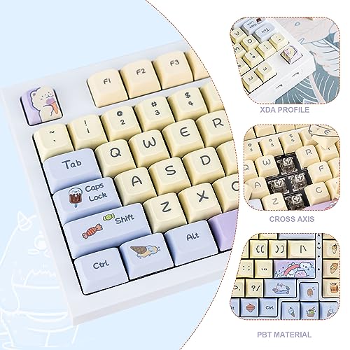 JOLINTAL 133 Keys Kawaii Keycaps Sets, PBT XDA Profile Keycaps, Dye-Sub Low Profile Keycaps 65 Percent Keycaps, Cute Cream PBT Keycaps Cherry MX Switch Keycaps for Mechanical Gaming Keyboard