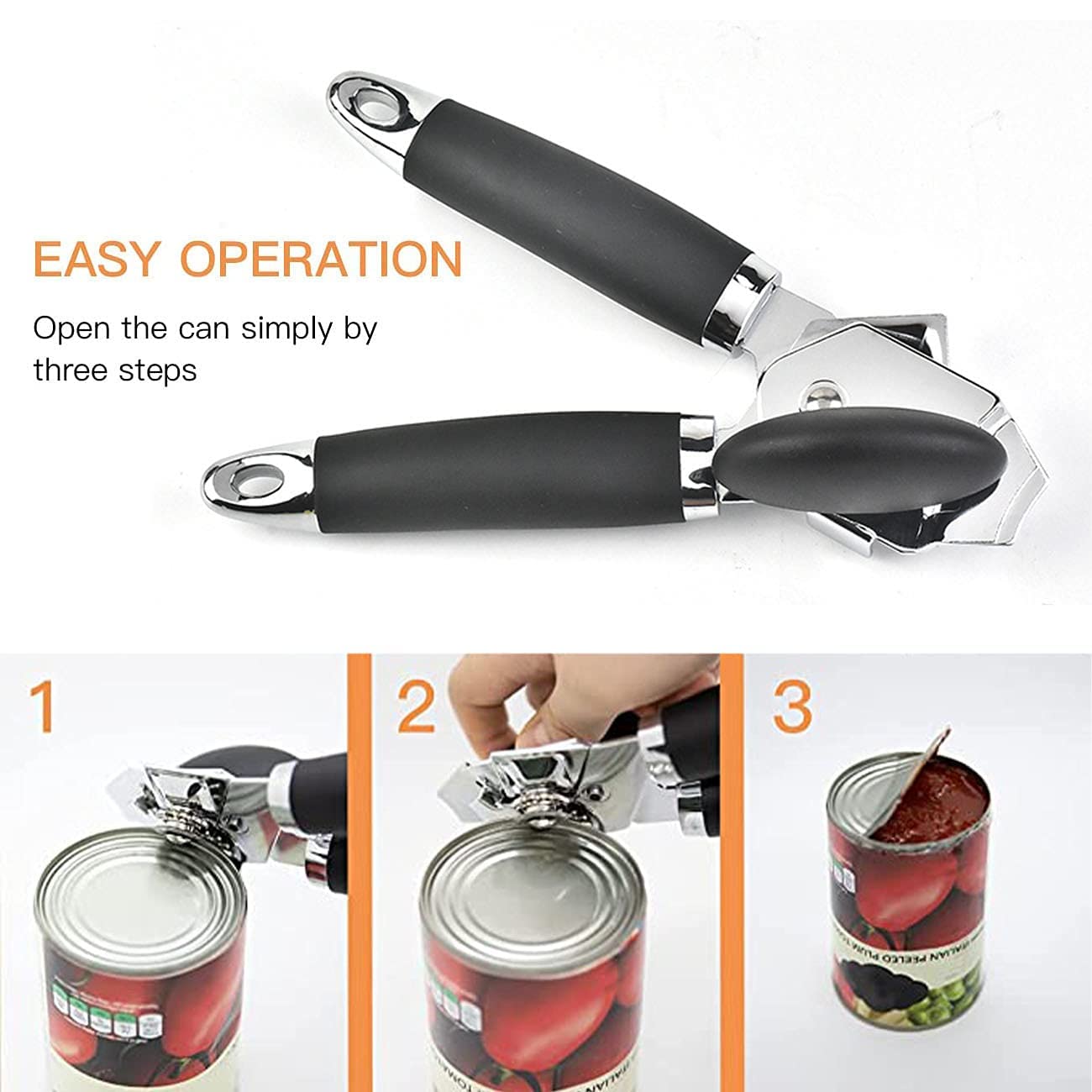 Can Opener, Manual Duty Can Opener, Safety Can Opener, Can Opener Manual, Suitable for Elderly People with Aalloy Inflammation Save Time and Energy