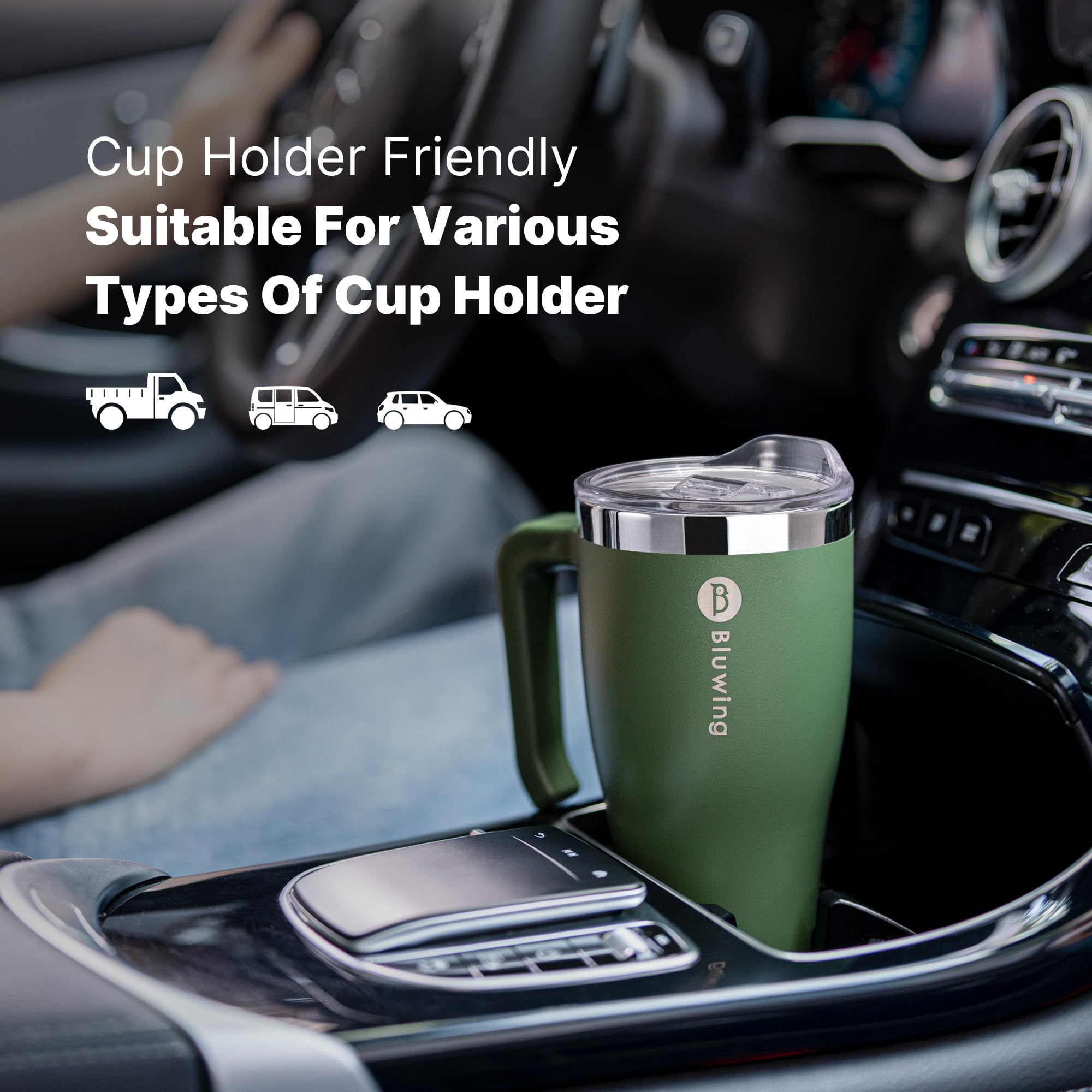 Bluwing Tumbler with Handle-30 oz Stainless Steel Double Wall Insulated Tumbler with Lid, Travel Leak Proof Coffee Mug Cup, BPA Free(Canyon Red