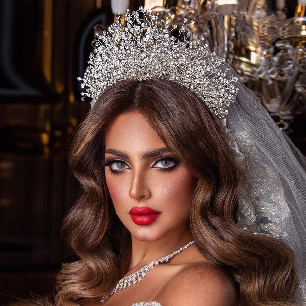 Bridal Wedding Headband Crystal Tiara Crown,Queen Tiaras and Crowns,Wedding Bride Crowns For Birthday Party Wedding Pageant Hair Accessories (Silver/Single crown)
