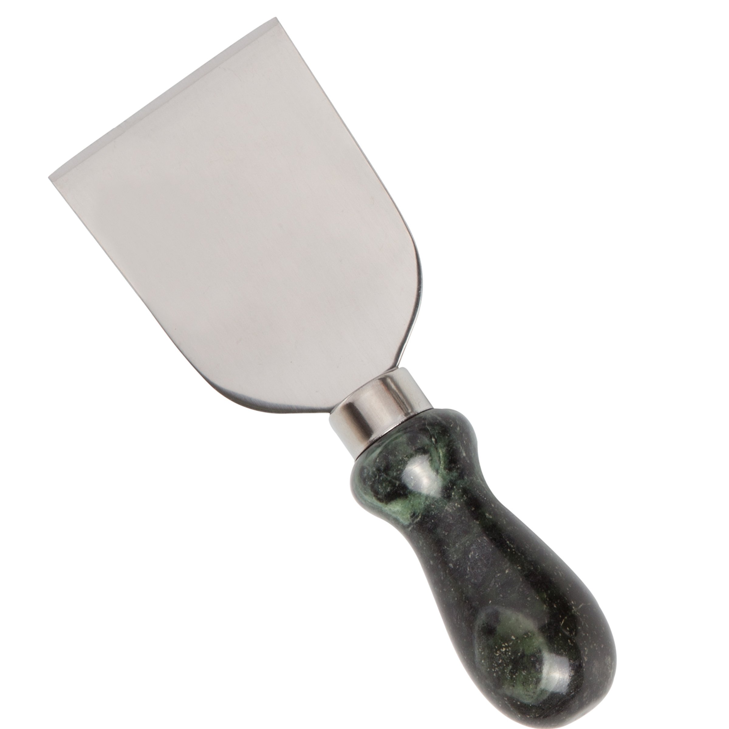 Creative Home Natural Green Marble Handle Set of 4 Pieces Multipurpose Cheese Knife Cutter Spreader Set includes Pronged Knife Hard Cheese Knife and Chisel Knife, 2" x 5.3" L, Green