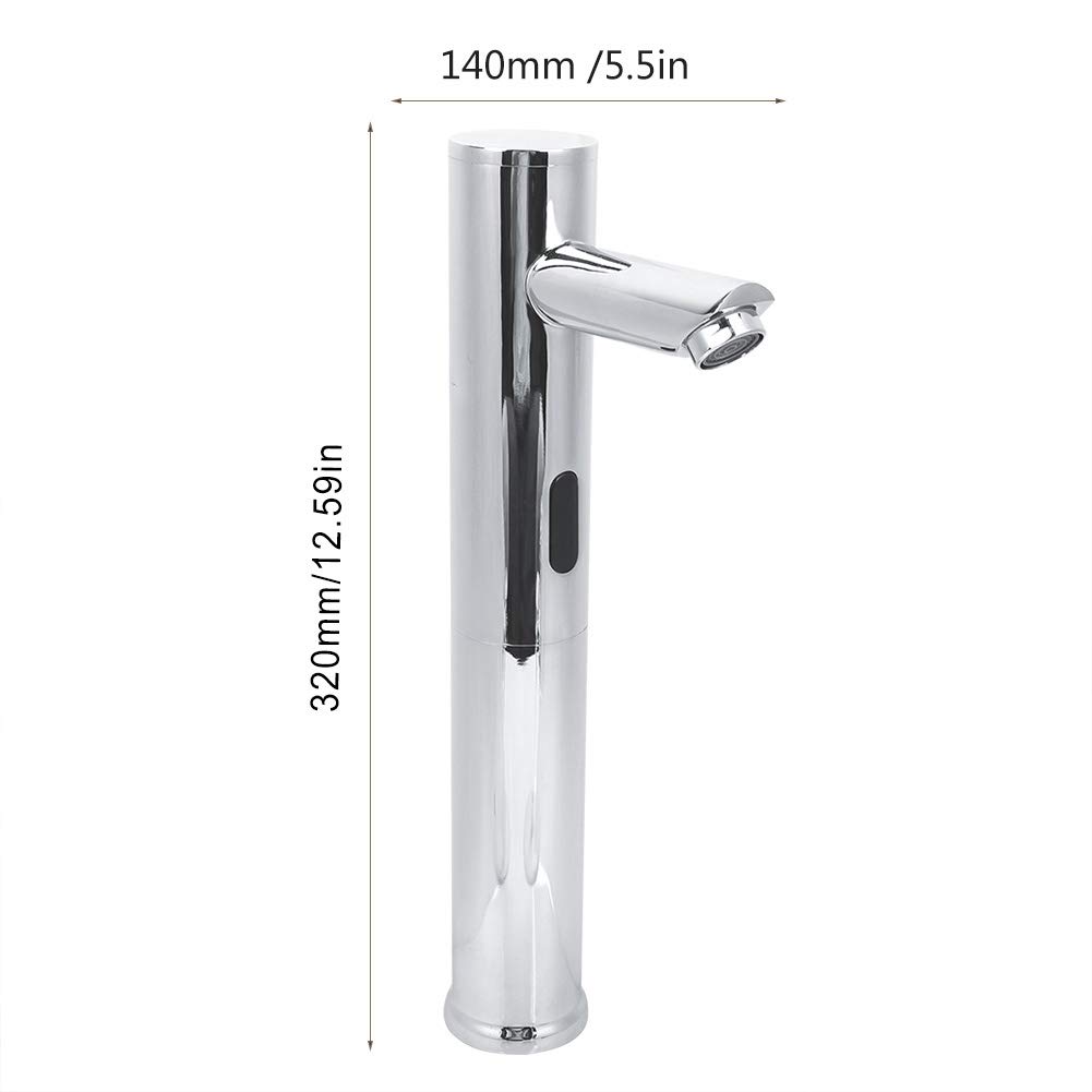G1/2" Automatic Induction Bathroom Faucet, Copper Smart Touchless Hands Free Kitchen Sink Mixer Faucet with Control Box, Hose, Connector