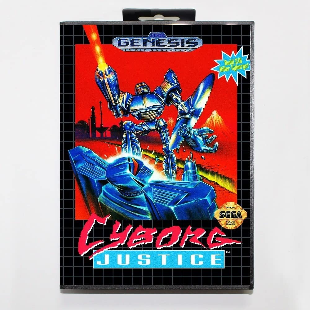 Cyborg Justice Game Cartridge 16 Bit MD Game Card With Retail Box For Sega Mega Drive For Genesis (Black)