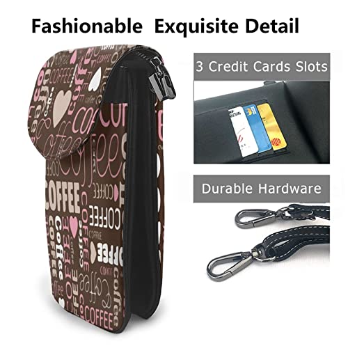 Crossbody Cell Phone Purse Coffee-Lovers-Hipster-Espresso Messenger Shoulder Handbag Wallet For Women