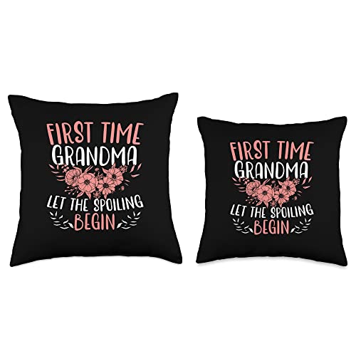 First Time Grandma Gifts For Grandmother First Time Grandma Let The Spoiling Begin Grandmother Throw Pillow, 16x16, Multicolor