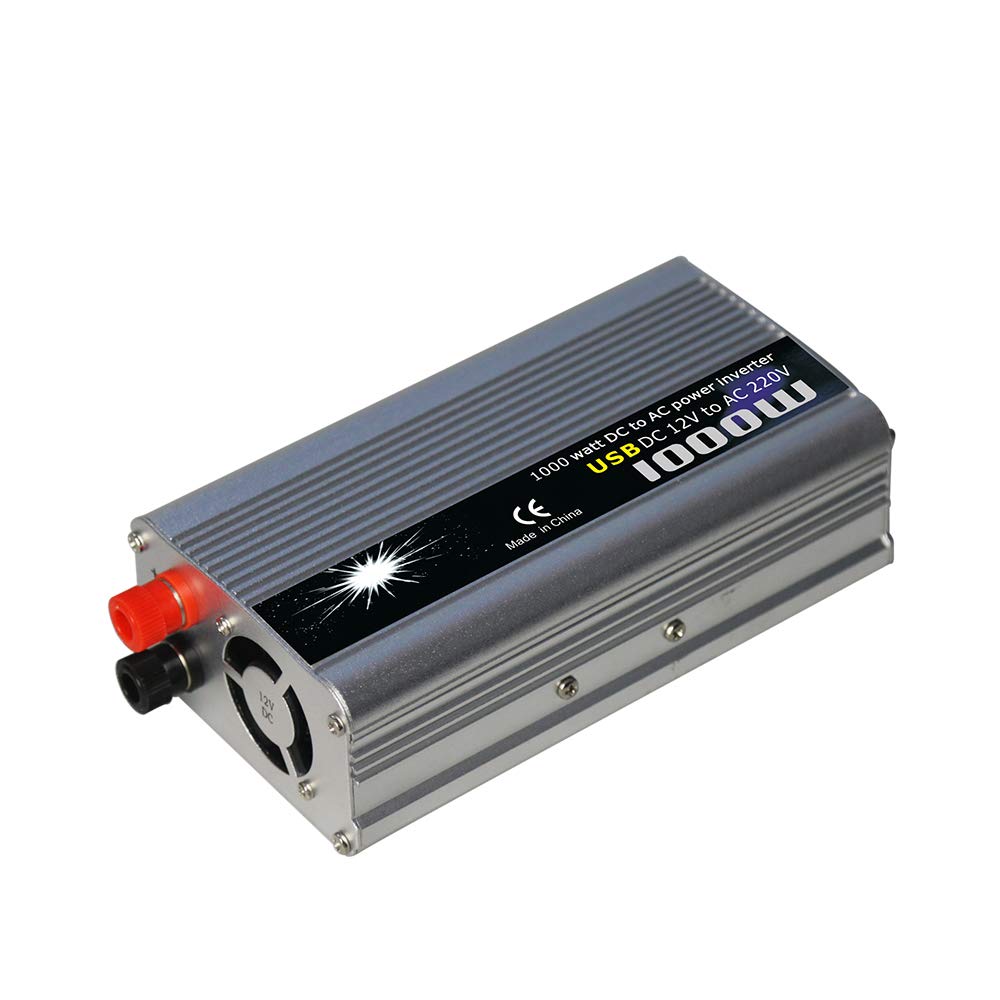 Carrfan Power Inverter Vehicle Power Converter Universal Modified Sine Wave 1000W DC 12V/24V to 100-120V/220-240V AC