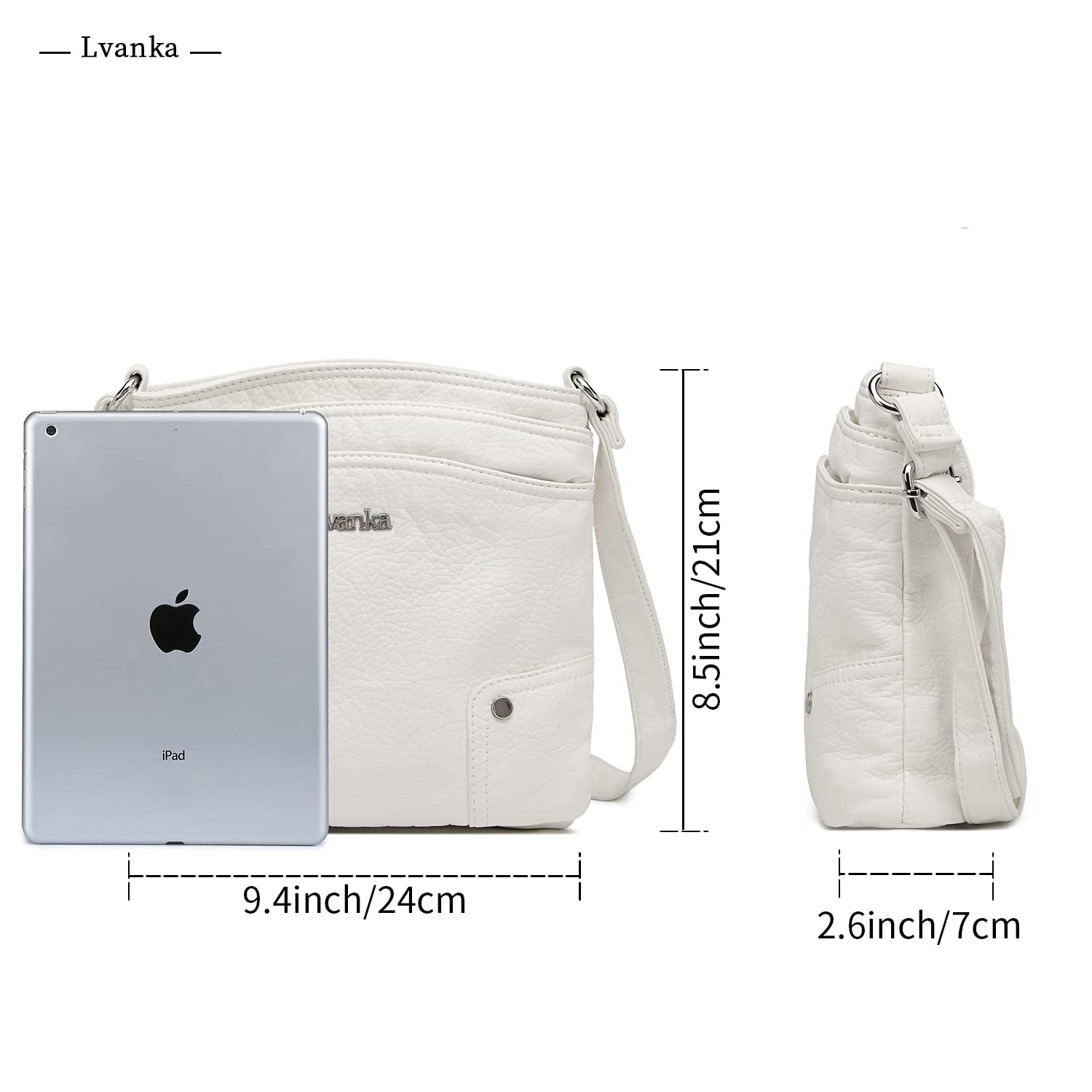 Crossbody Purses for Women Double Zipper Pockets Soft Vegan Leather Shoulder Bag with Adjustable Strap