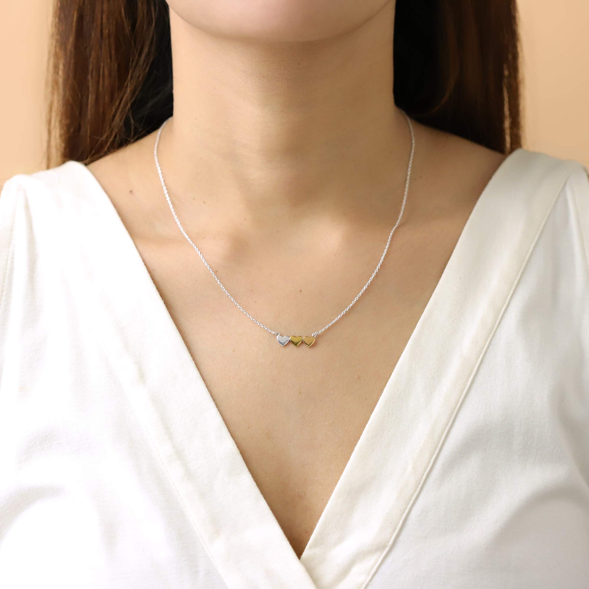 Boma Jewelry Sentiments Collection Generations Sterling Silver Three Hearts with 14kt Rose and Yellow Gold Vermeil Necklace, 18 Inches