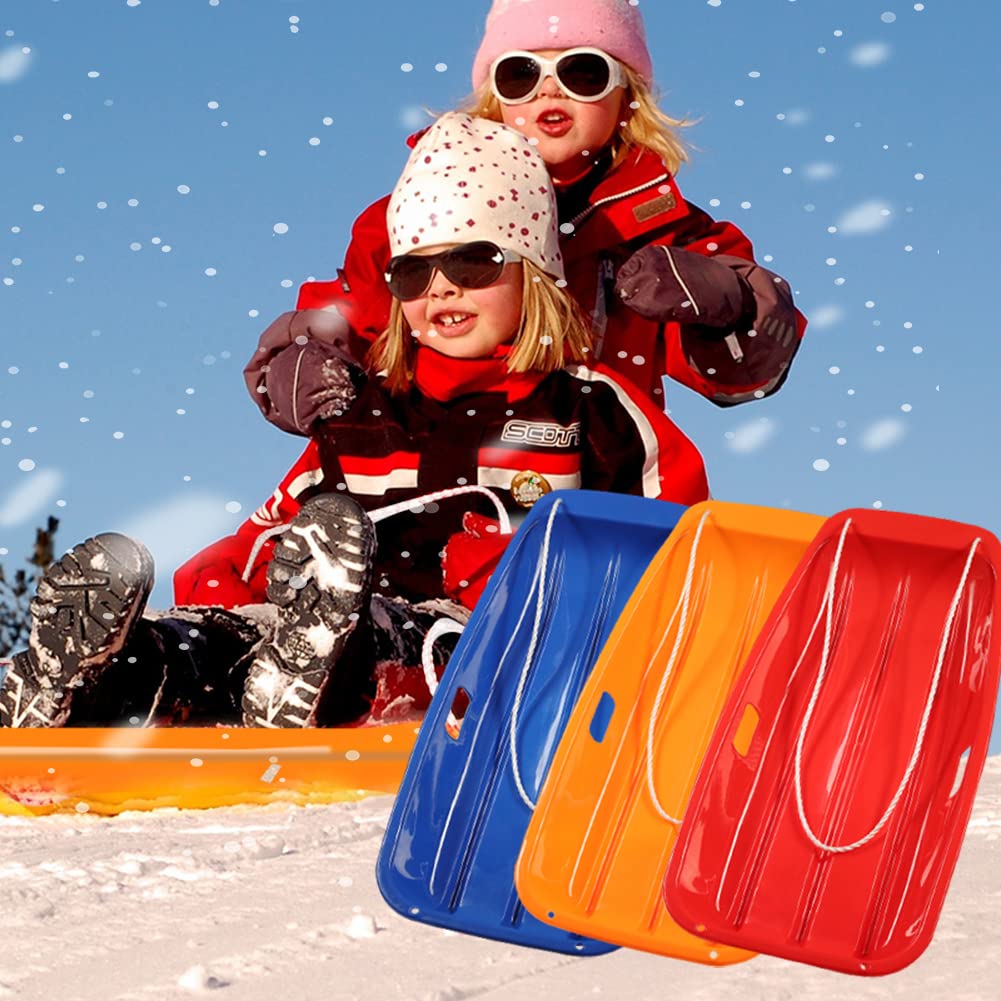 Bynccea Plastic Snow Sleds for Kids 35inch with Pull Ropes