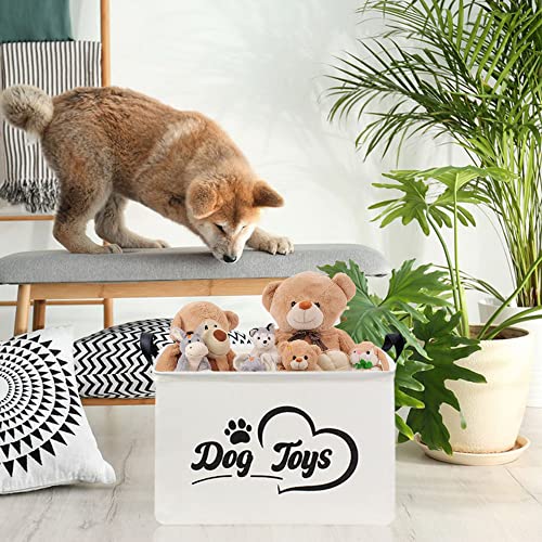 FXOCSHE Rectangular Dog Basket Collapsible Toy storage box Waterproof coating toy box cute dog toy bin Kids Gift Basket Home Decor(Lucky love dog)
