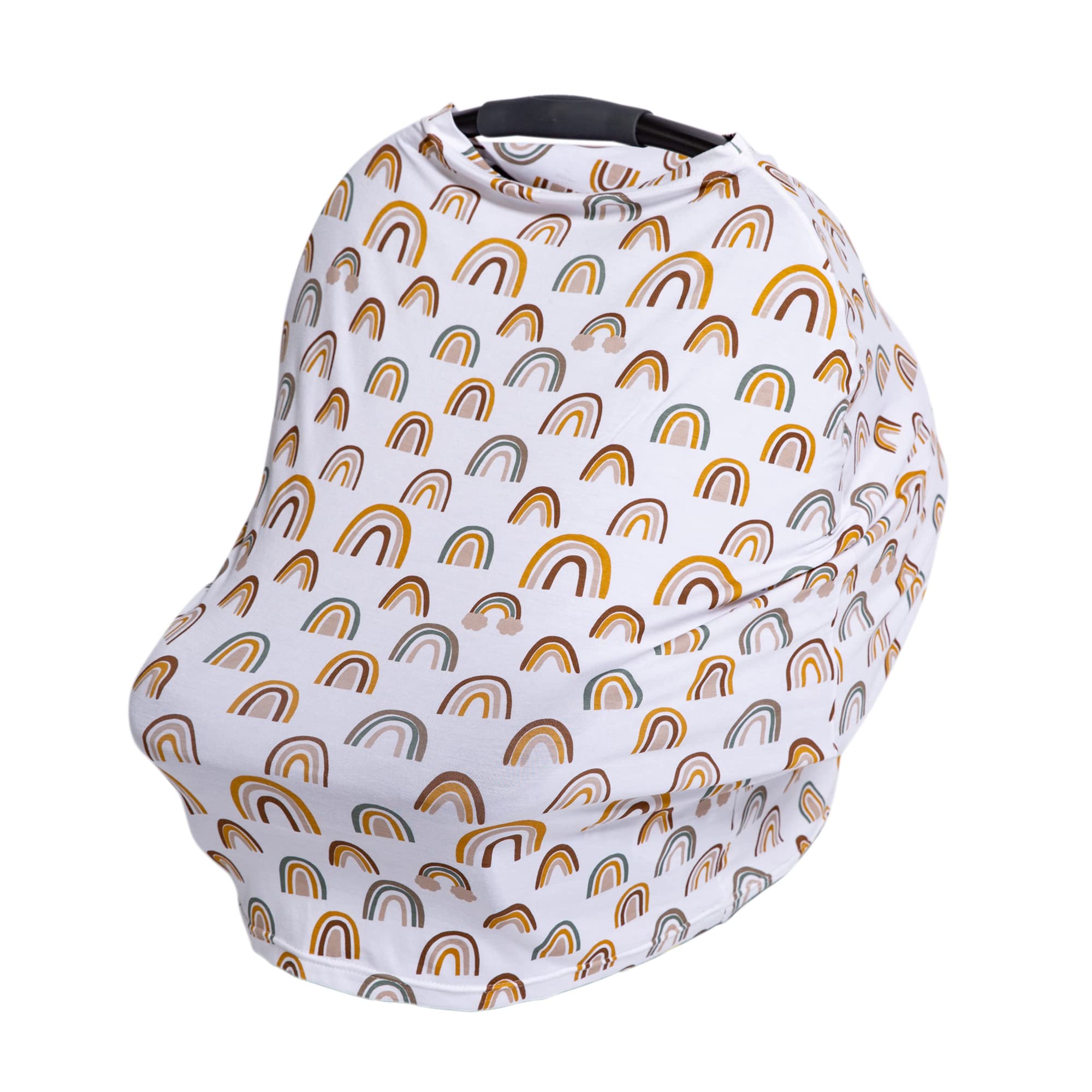 J.L. Childress 4-in-1 Car Seat Cover for Babies - Multi-Use, Stretchy Car Seat Canopy and Privacy Cover - Breastfeeding Nursing Cover - Gender Neutral Baby Shower Gift - Spice Rainbow