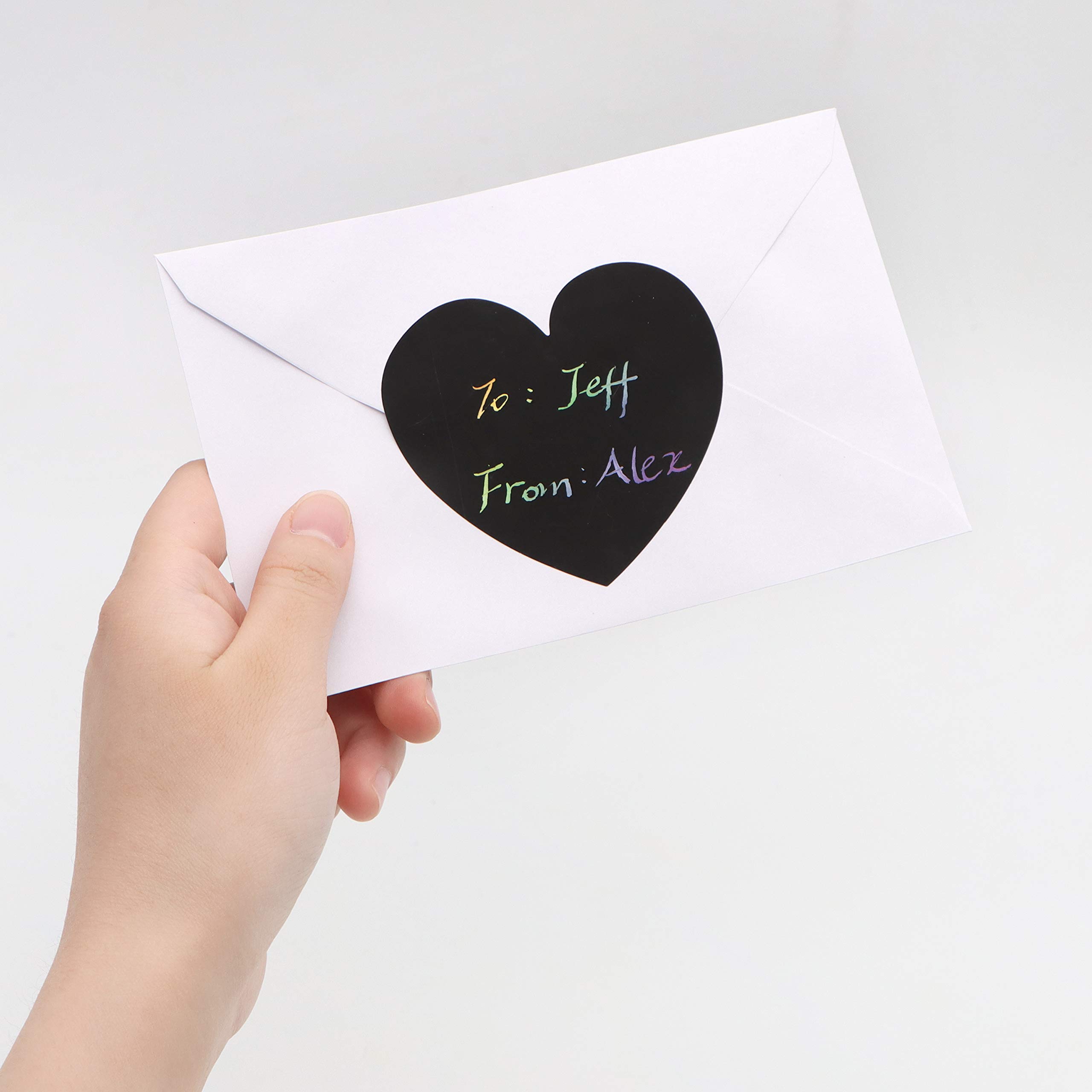 JOYIN Valentines Day Gift Cards in Heart Shape Scratch Sticker Roll, Art and Craft for Kids Party Favor, Classroom Exchange Prizes, Valentine’s Greeting Cards