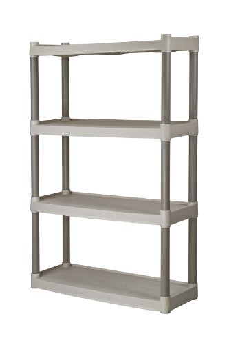 Plano Molding - 907003 907-003 4 Shelf Utility Shelving | Plastic Shelving for Organization & Storage Light Taupe