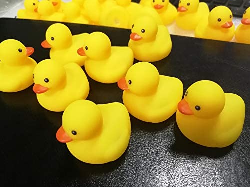 Sohapy 100Pcs Mini Yellow Rubber Ducks Baby Shower Rubber Ducks, Squeak Fun Baby Yellow Rubber Bath Toy Float Fun Decorations for Shower Birthday Party Favors Gift (100PCS Yellow Ducks)