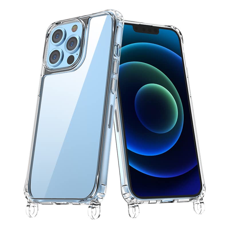 HPHRE Compatible iPhone 14 Pro Max Crossbody Case with Smiley Face Strap, Adjustable Detachable Neck Lanyard Transparent Phone Cover for iPhone 14 Pro Max 6.7 inch