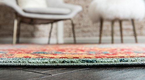 Unique Loom Sahand Collection Area Rug - Shapur (8' Round, Light Blue/ Light Brown)