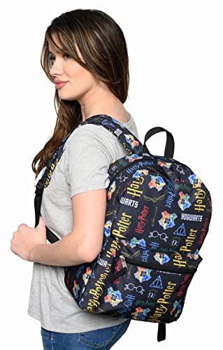 Harry Potter 16" Laptop Backpack Bag Hogwarts Crest All Over Print Cargo