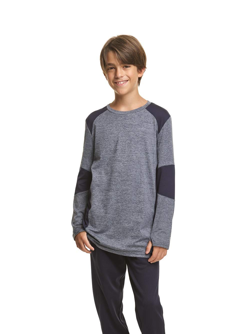 C9 Champion Boys' Color Blocked Long Sleeve T-Shirt, Xavier Navy Heather, L