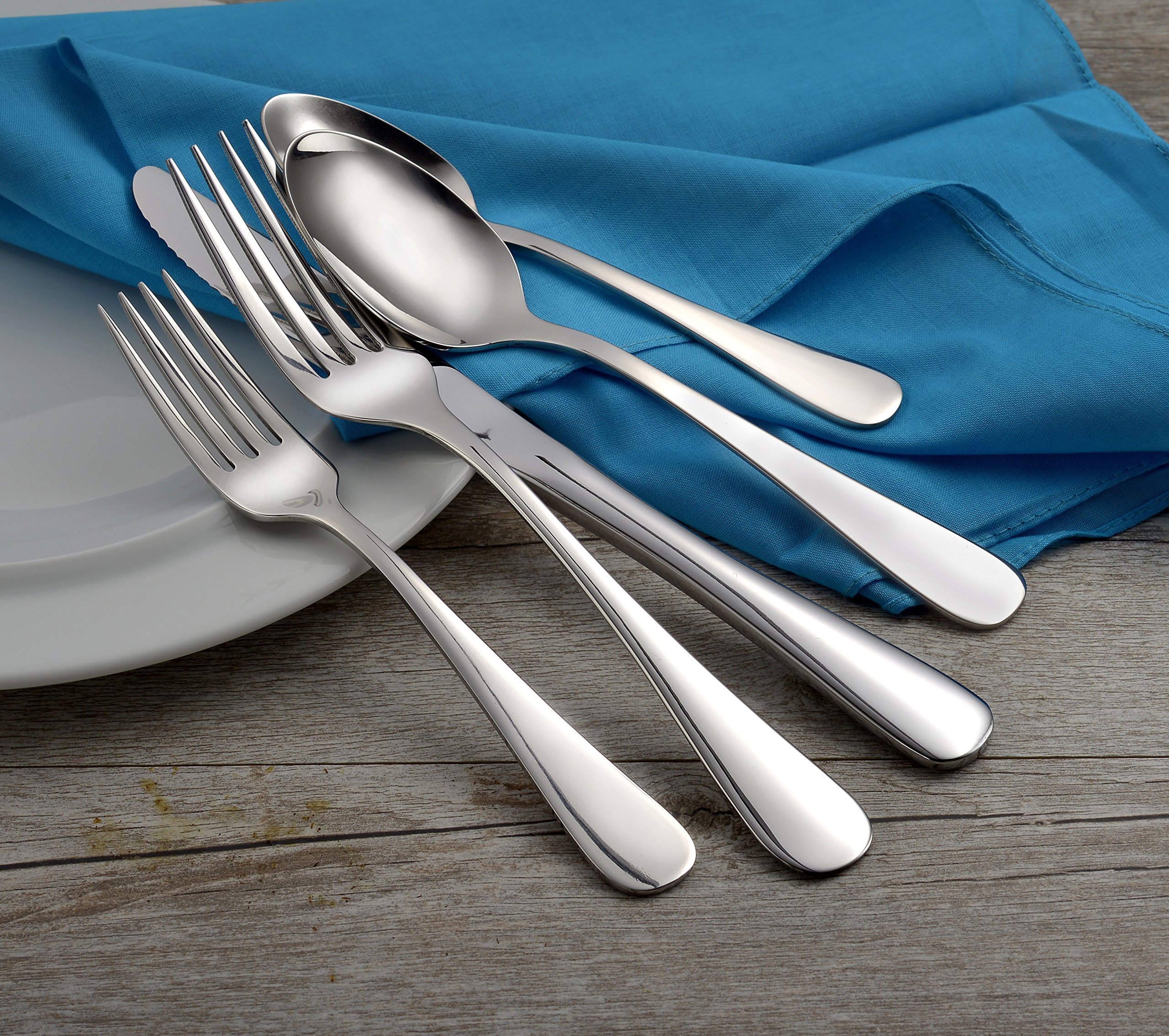 Liberty Tabletop Annapolis 43 Piece Flatware Set Service for 8 Includes 3pc Serving Set Mirror (Bright) Finish MADE IN USA