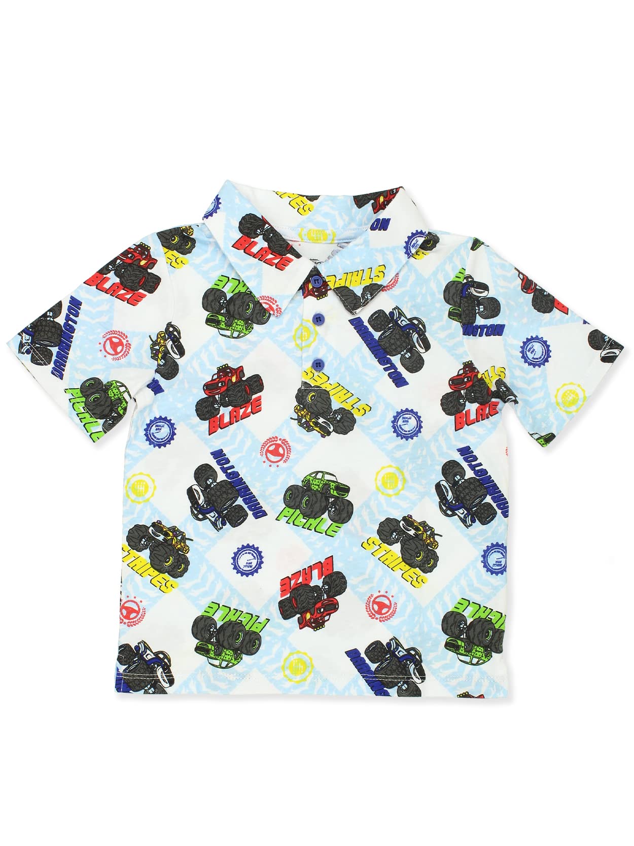 Blaze and The Monster Machines Boys Toddler Collared Short Sleeve Polo Tee Shirt (4T, White)