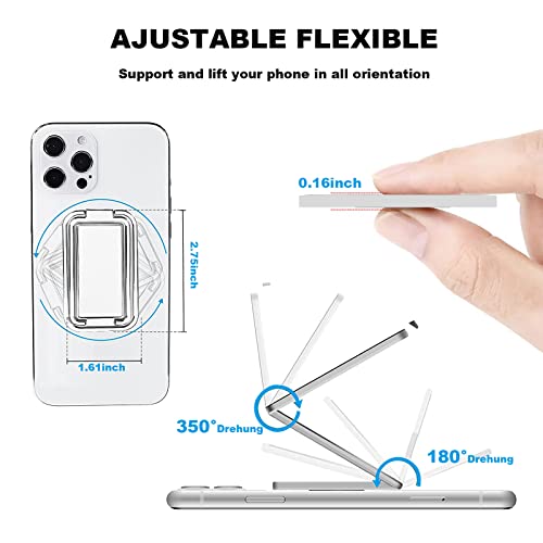 Dgloze 2 Pack Phone Ring Holder Finger Kickstand, 360°Rotation Phone Grip, Foldable Phone Holder for Hand Work with Magnetic Car Mount Compatible with Most Smartphones and Tablets (Silver)