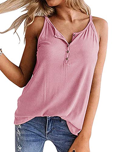 Onedreamer Womens Henley Tank Tops Button Up Shirts Workout Summer Casual Sleeveless Tunics Loose Fit Tees Blouse