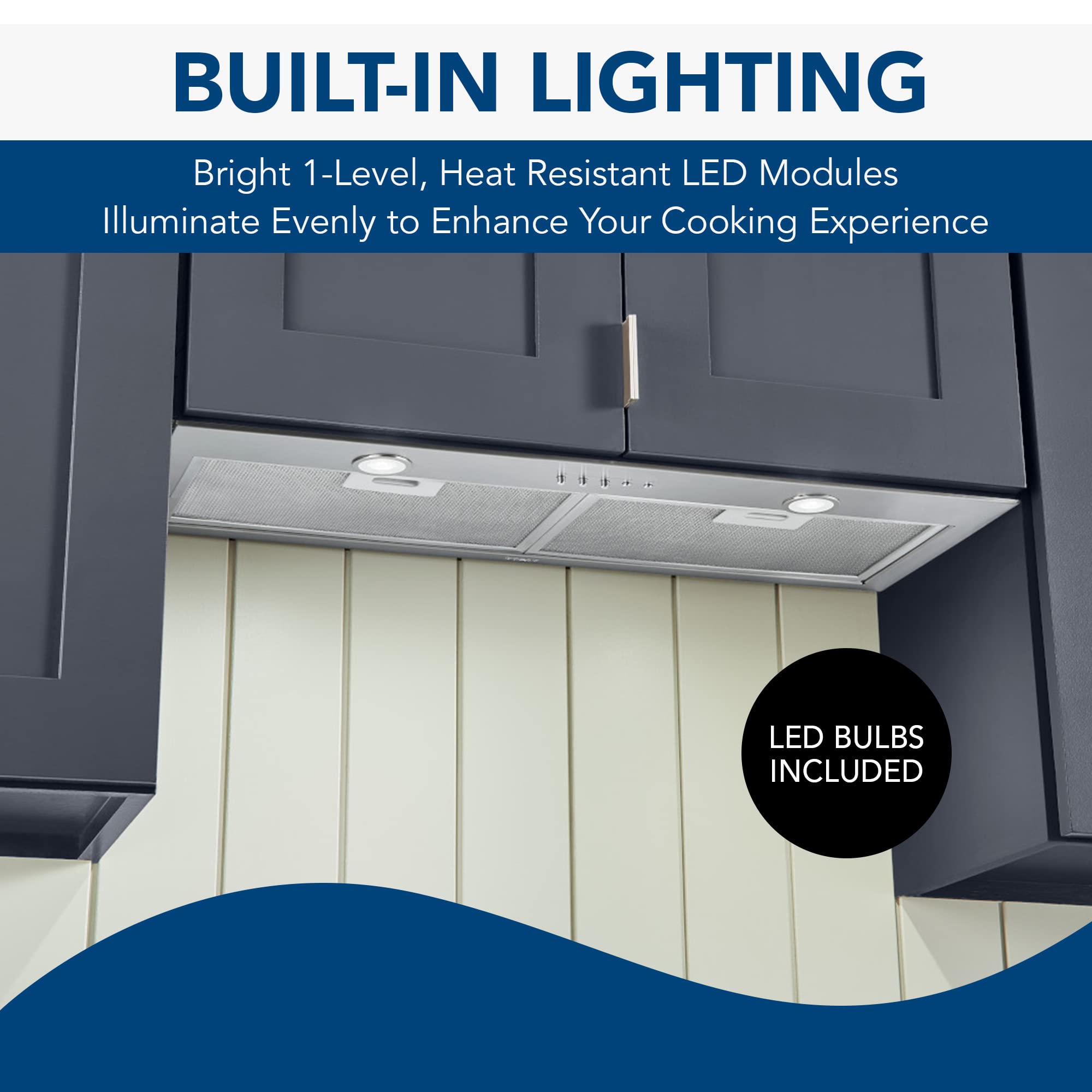 Broan- NuTone BBN1243SS Custom Built Insert with 2-Speed Exhaust Fan and Light, 300 Max Blower CFM, Stainless Steel, 24-Inch Range Hood Power Pack