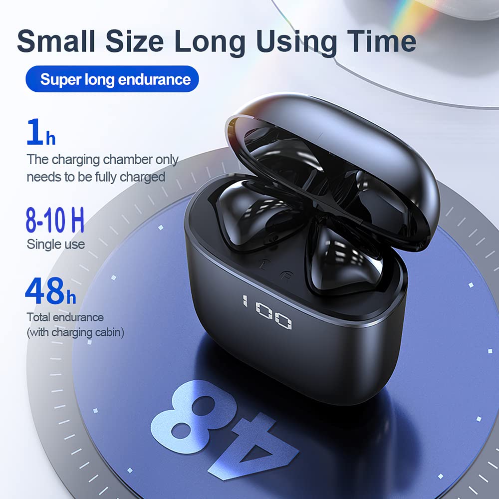 HORNORM Wireless Earbuds Bluetooth 5.0 Headphones with Microphone Stereo Gaming Sport in Ear Earbuds Headsets with LED Display Charging Case,48Hrs Playtime Stereo Sound