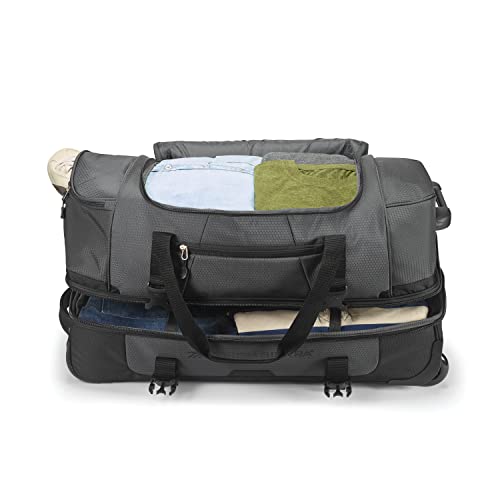 High Sierra Fairlead Portable 22 Inch Polyester Drop Bottom Wheeled Rolling Duffel Travel Bag with Recessed Telescoping Handle, Mercury