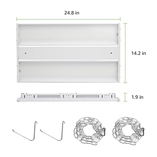 Lepro 2ft Liner High Bay LED Shop Light 220W, 30,800lm, 5000K Daylight, 800W HPS Equivalent, 1-10V Dimmable Commercial Warehouse LED Lighting, 120-277V, 110° Beam, Industrial Ceiling Light Fixture