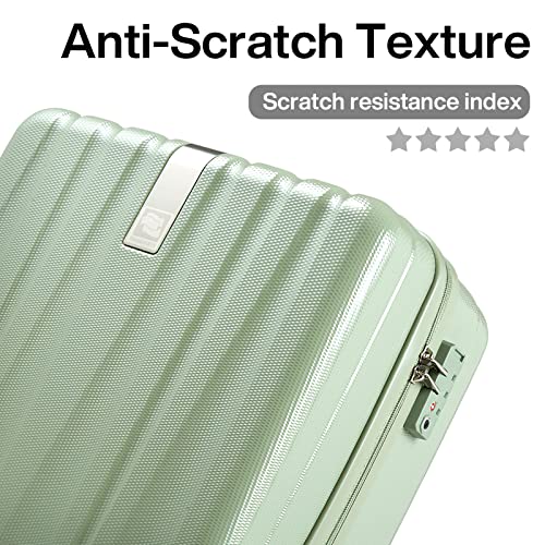 Hanke 14 Inch Underseat Carry On luggage with Wheels, Lightweight Mini Suitcase for Weekender, PC Hardside Small Carry On Bag with TSA Lock,Travel Suit Case Women men(Bamboo Green)