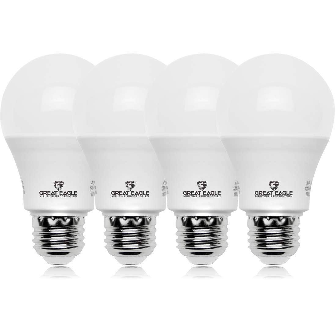 Great Eagle Lighting Corporation A19 75W Equivalent LED Light Bulb, UL Listed, 3000K Soft White, Non-dimmable, Standard Replacement (4-Pack)