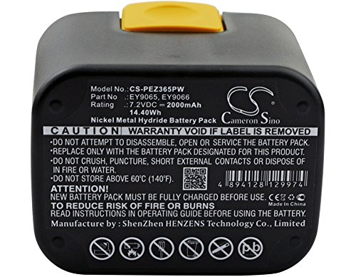Cameron Sino New Replacement Battery Fit for Panasonic EY3653, EY3653CQ, EY3654, EY3654CQ(2000mAh / 14.40Wh)